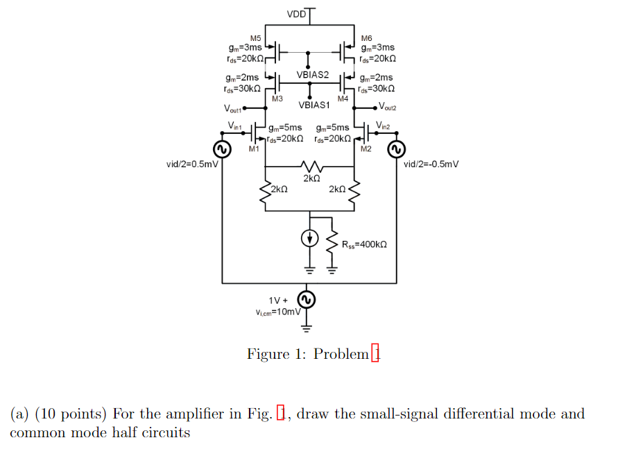 Solved rigure 1: ProblemЏ (a) (10 points) For the amplifier | Chegg.com