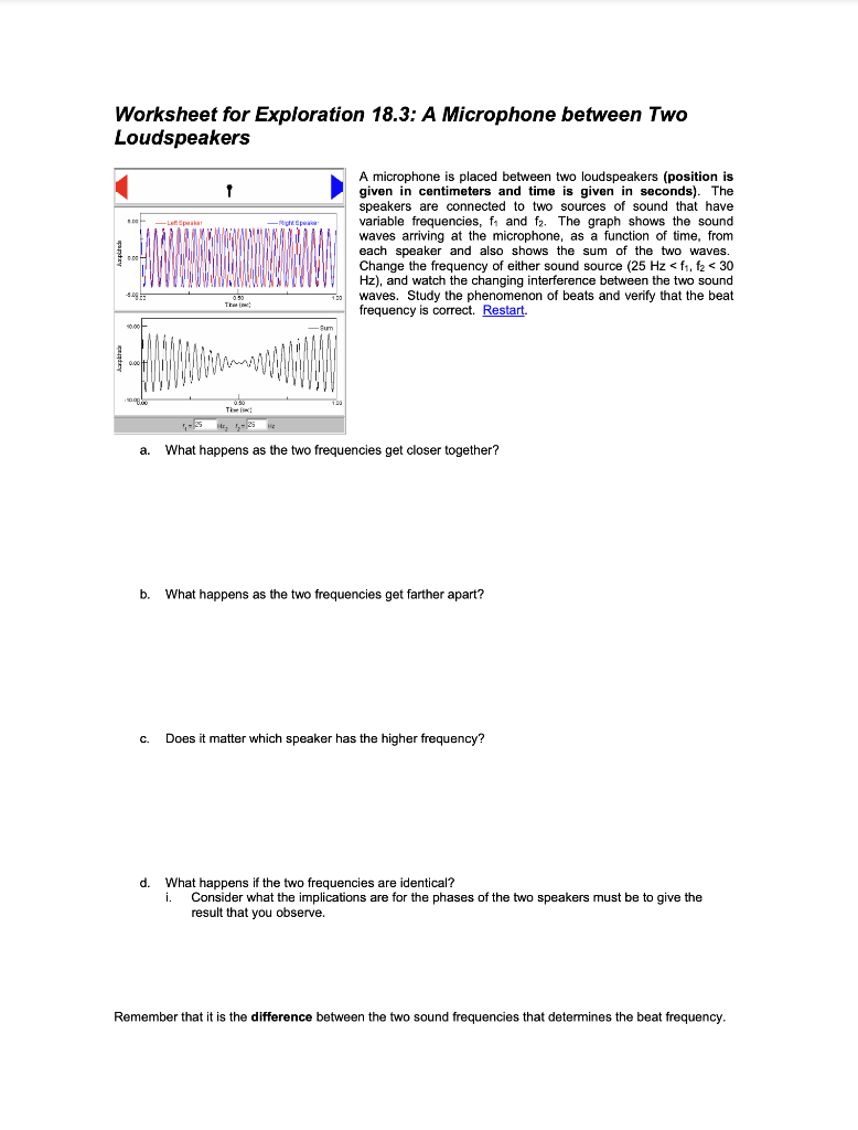 Solved Worksheet for Exploration 18.3: A Microphone between | Chegg.com