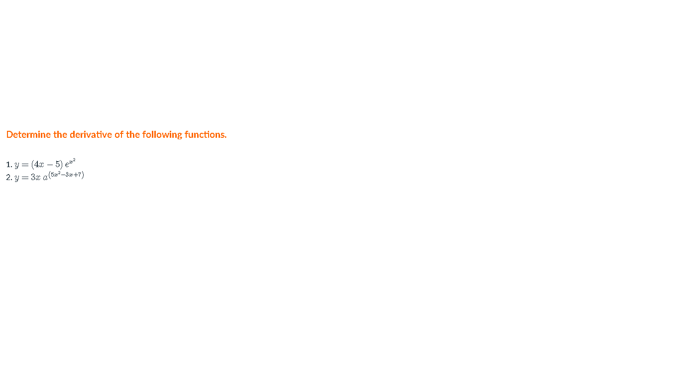 Solved Determine the derivative of the following functions. | Chegg.com