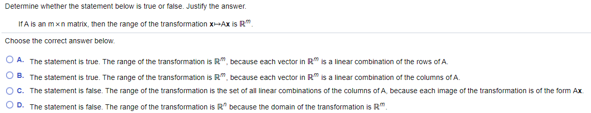 Solved Determine whether the statement below is true or | Chegg.com