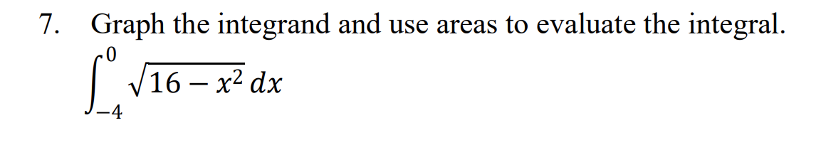 Solved 7. Graph the integrand and use areas to evaluate the | Chegg.com