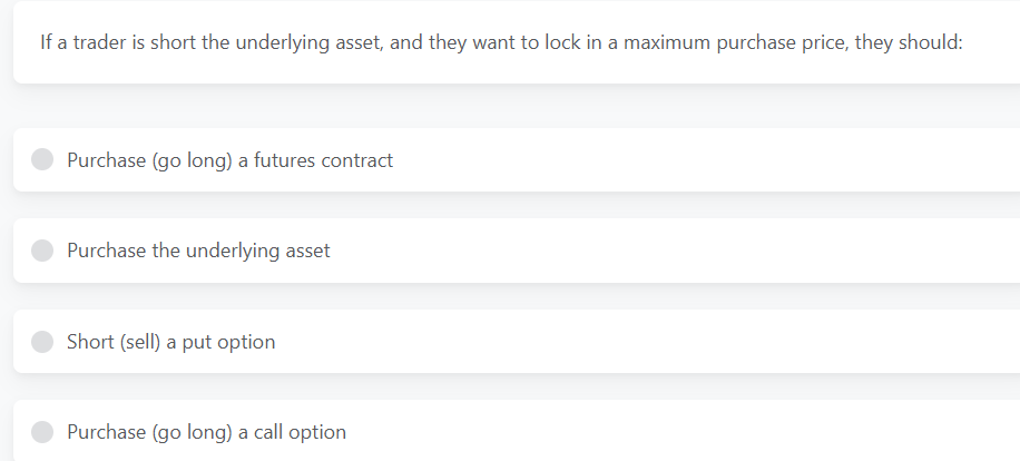 Solved If a trader is short the underlying asset, and they | Chegg.com