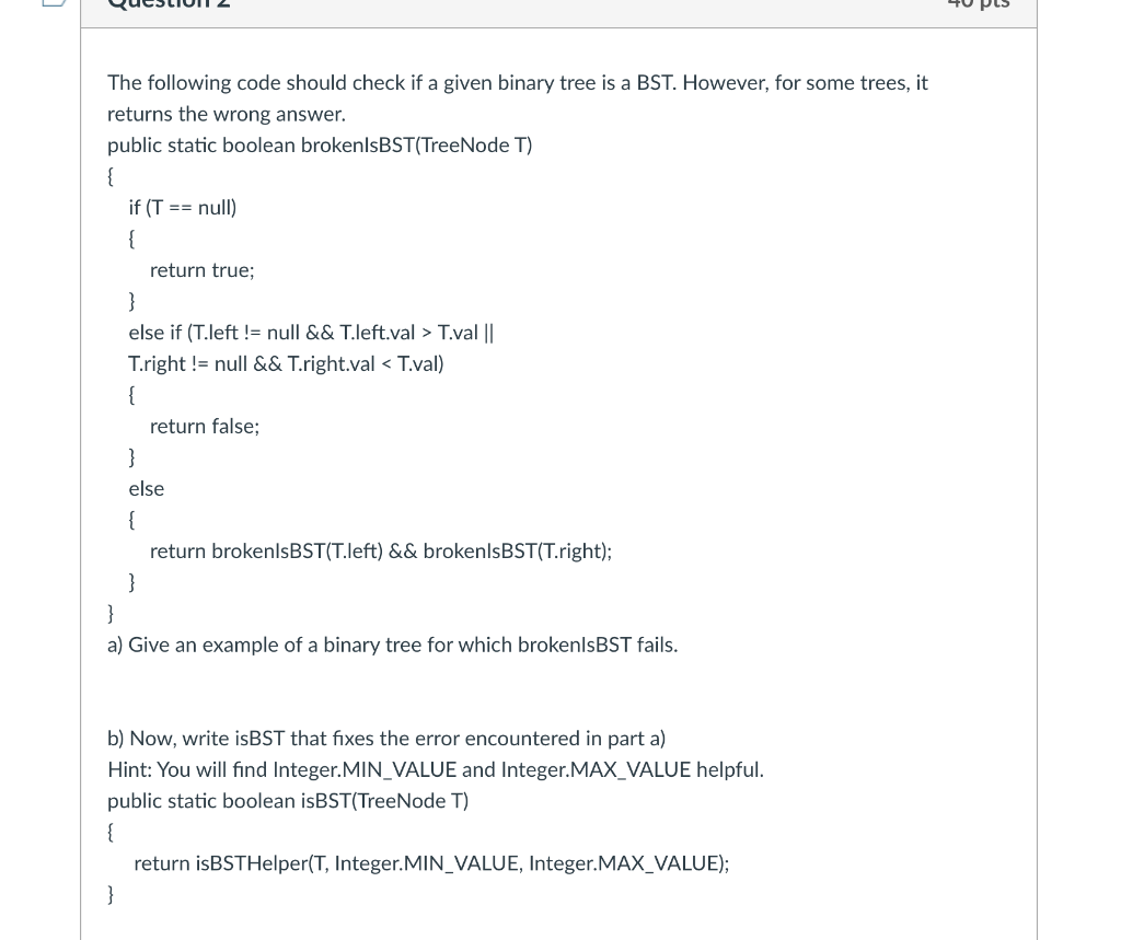 Solved The following code should check if a given binary | Chegg.com