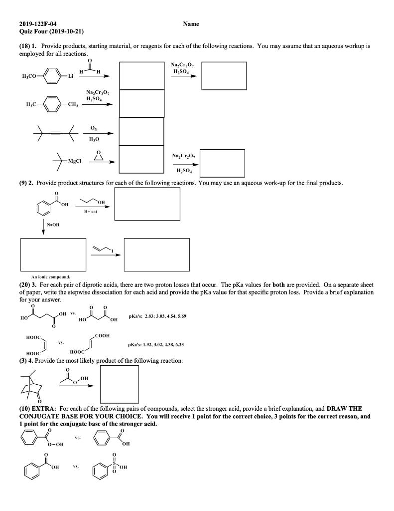 Solved (18) 1. Provide products, starting material, or | Chegg.com