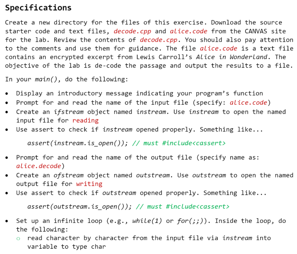Solved Specifications Create a new directory for the files | Chegg.com