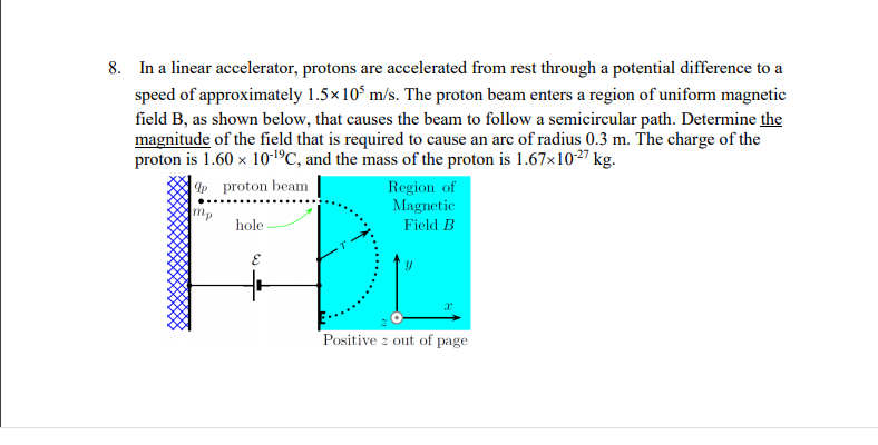 Solved 8. In a linear accelerator, protons are accelerated | Chegg.com