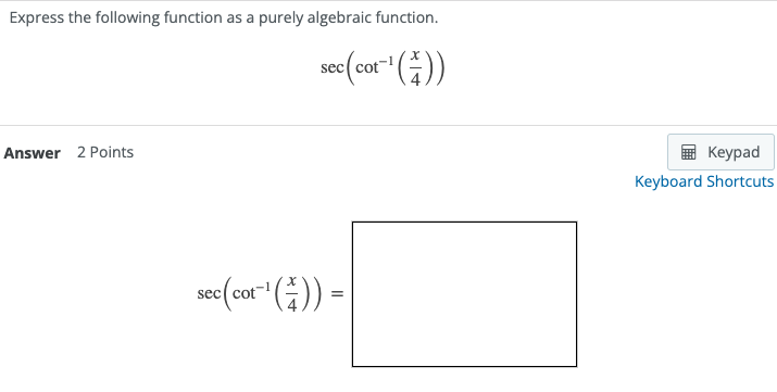 Solved Express the following function as a purely algebraic | Chegg.com