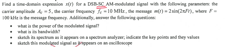 Solved Find a time-domain expression x(t) for a DSB-SC | Chegg.com