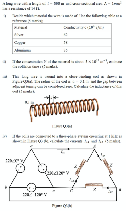Solved A long wire with a length of l = 500 m and | Chegg.com