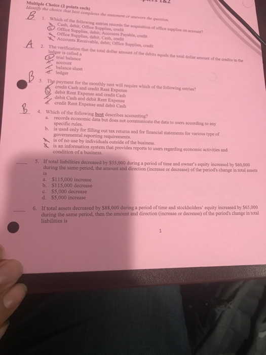 Solved Multiple Choice (2 points each) Identify the choice | Chegg.com