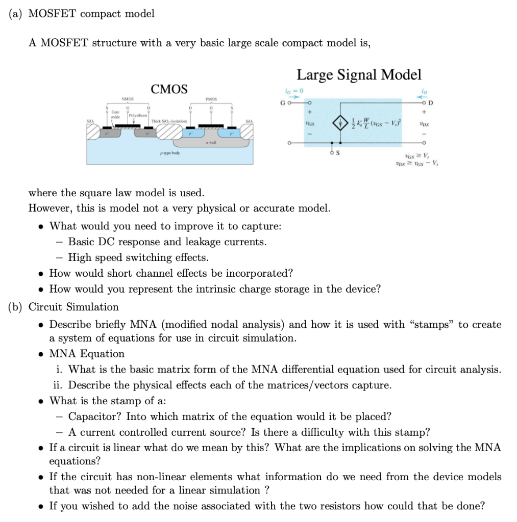 Solved (a) MOSFET compact model A MOSFET structure with a | Chegg.com