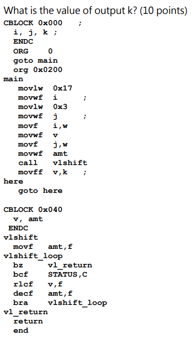 Solved What is the value of output k? (10 points) CBLOCK | Chegg.com