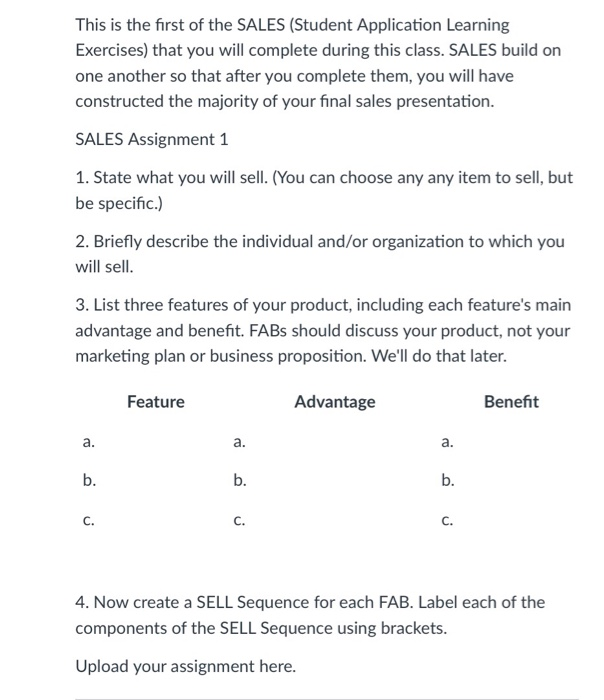 Solved This is the first of the SALES (Student Application | Chegg.com