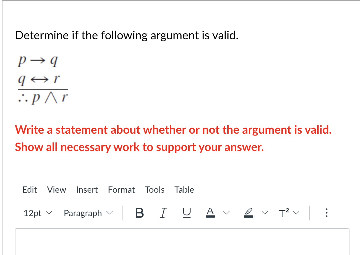 Solved Determine if the following argument is | Chegg.com