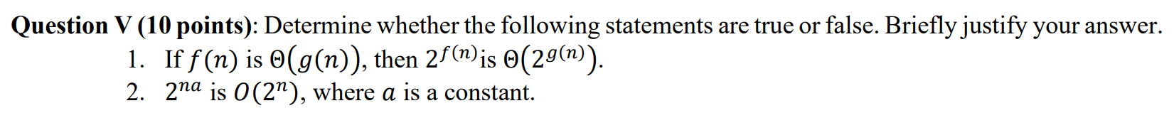 Solved Question V (10 points): Determine whether the | Chegg.com