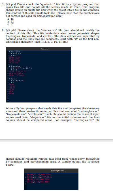 Solved 3. (25 pts) Please check the "quotes.txt" file. Write | Chegg.com