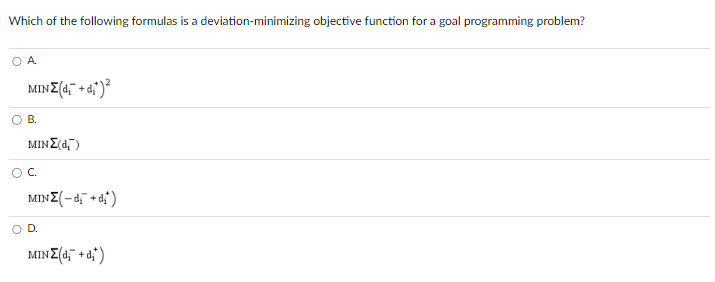Solved Which Of The Following Formulas Is A