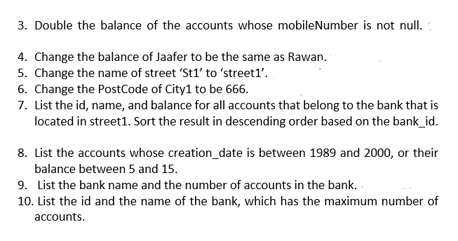 Solved 1. Create a table named Bank with the following rules | Chegg.com