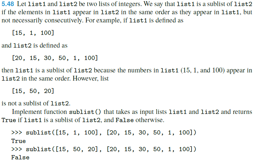 Solved 5.48 Let list1 and list2 be two lists of integers. We | Chegg.com
