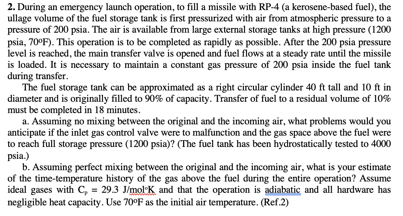 2. During an emergency launch operation, to fill a | Chegg.com