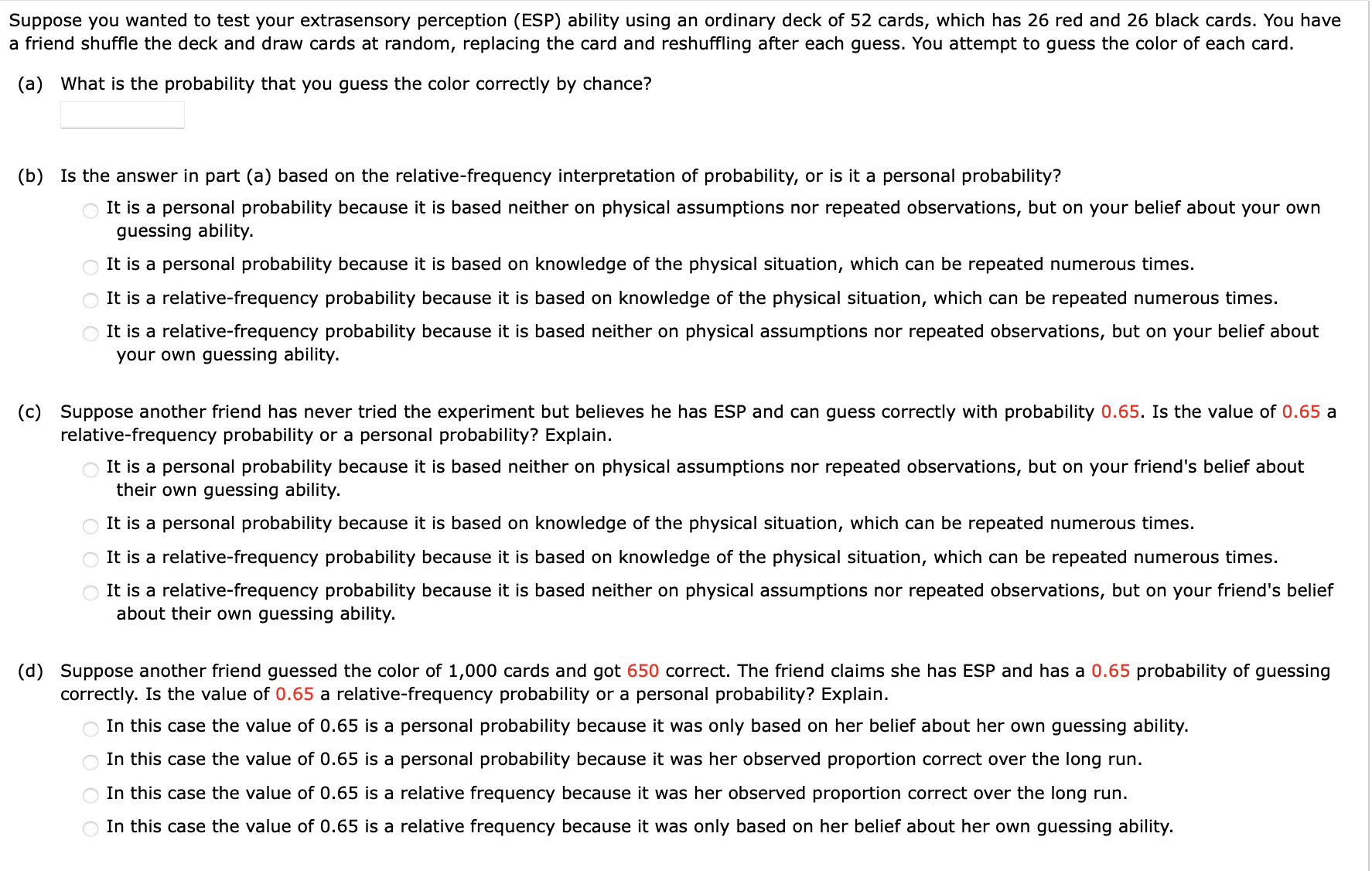 Solved Suppose you wanted to test your extrasensory | Chegg.com