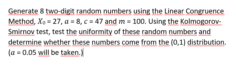 Solved Generate 8 two-digit random numbers using the Linear | Chegg.com