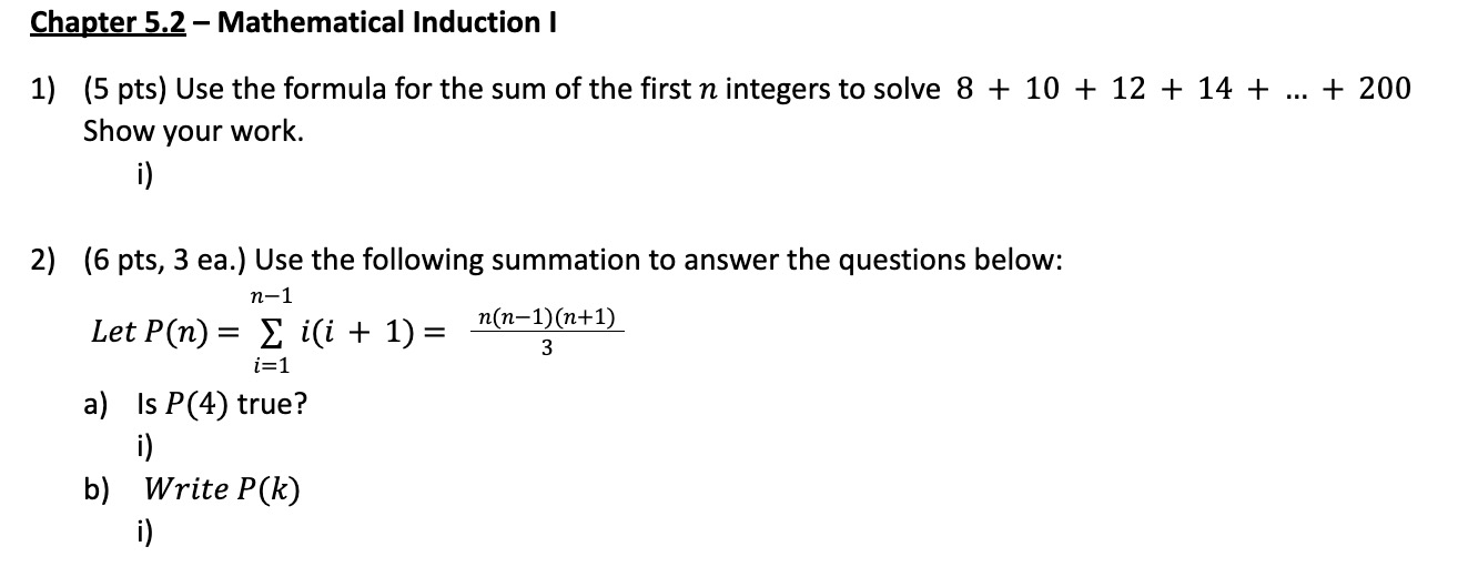 Solved Chapter 5.2 - ﻿Mathematical Induction I1. ﻿Use the | Chegg.com