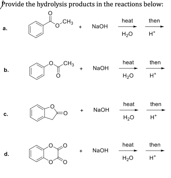 Solved Provide the hydrolysis products in the reactions | Chegg.com