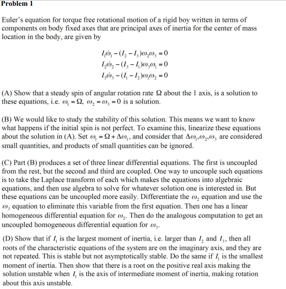 Solved Eulers Equation For Torque Free Rotational Motion Of