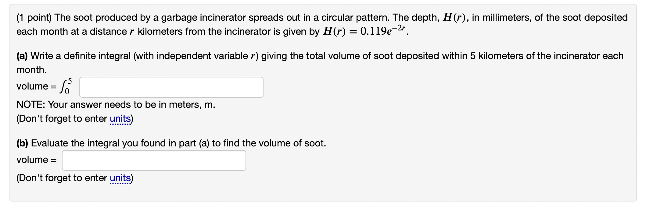 Solved (1 ﻿point) ﻿The soot produced by a garbage | Chegg.com