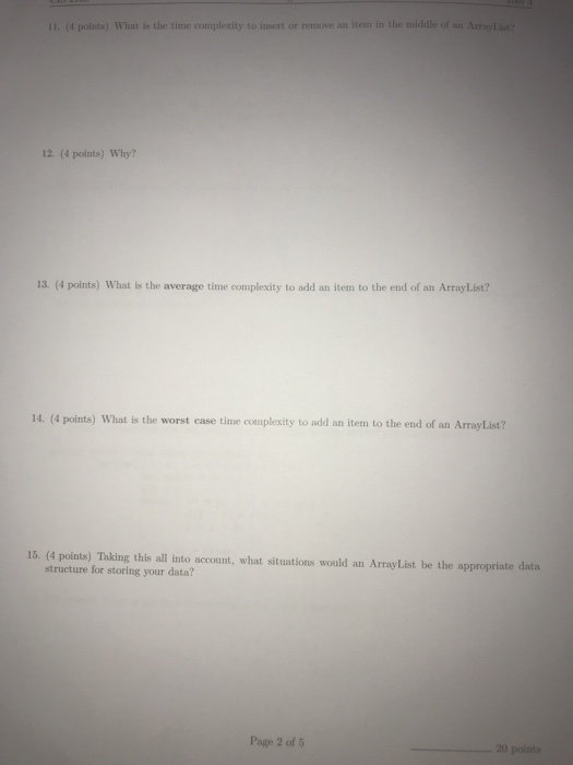 Solved 11. (4 points) What is the time complexity to insert | Chegg.com