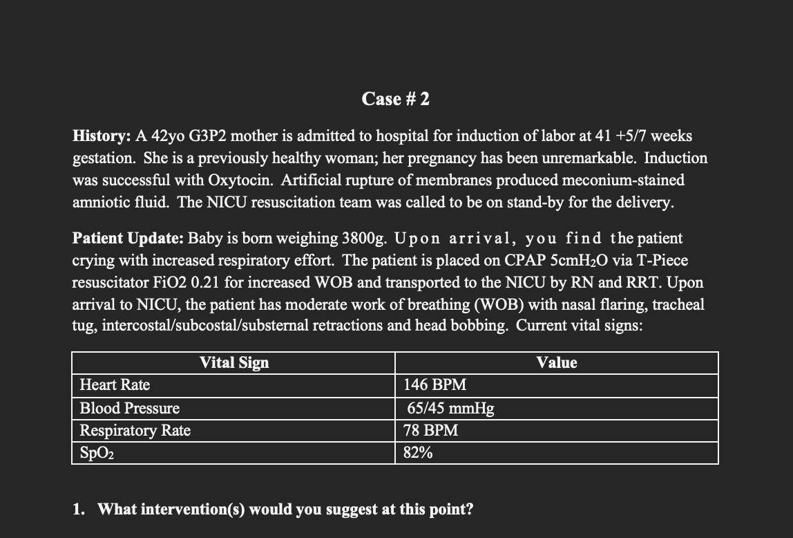 Solved History: A 42yo G3P2 mother is admitted to hospital | Chegg.com