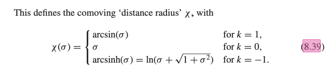 Solved This defines the comoving ‘distance radius' X, with | Chegg.com