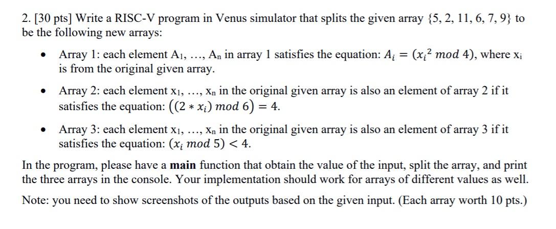 2 30 Pts Write A Risc V Program In Venus Simulator 