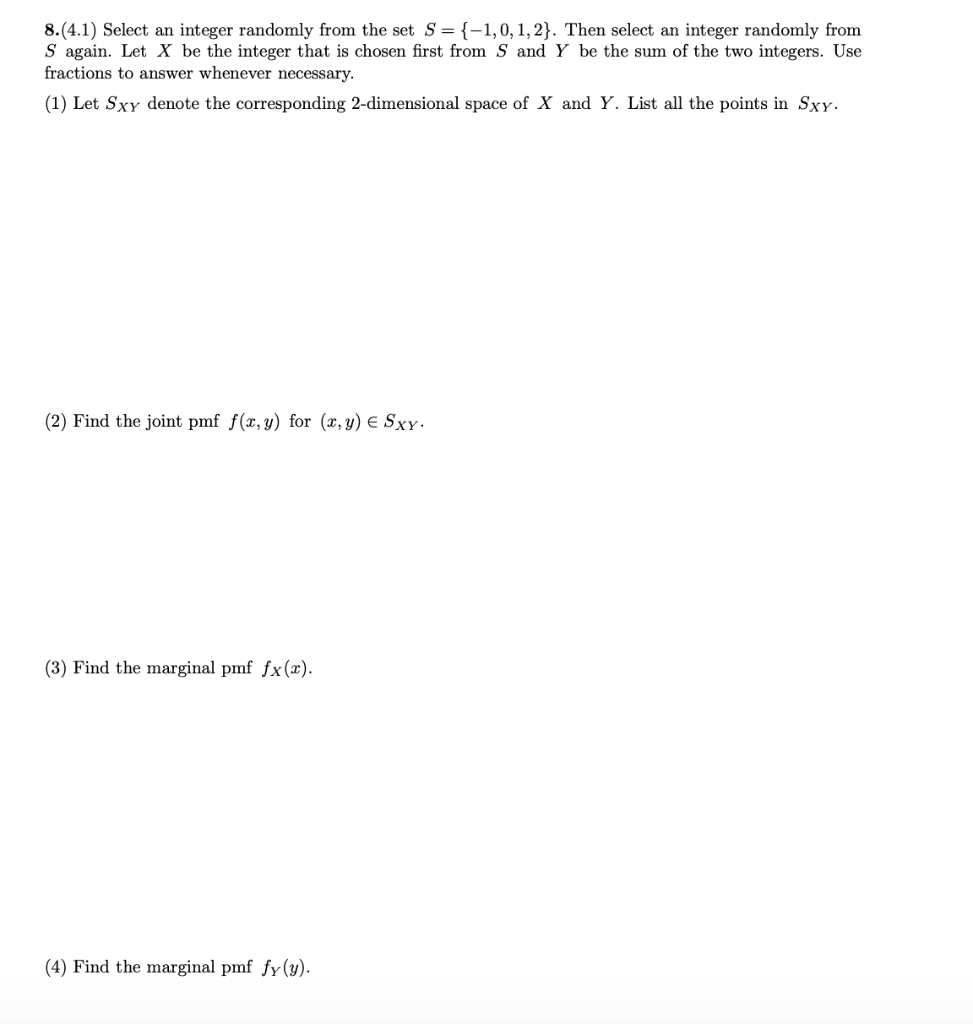 8.(4.1) Select an integer randomly from the set | Chegg.com