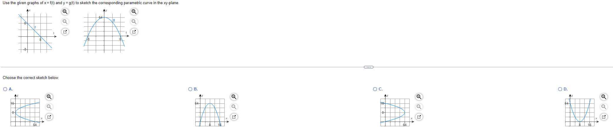 Solved Use the given graphs of x = f(t) and y = g(t) to | Chegg.com