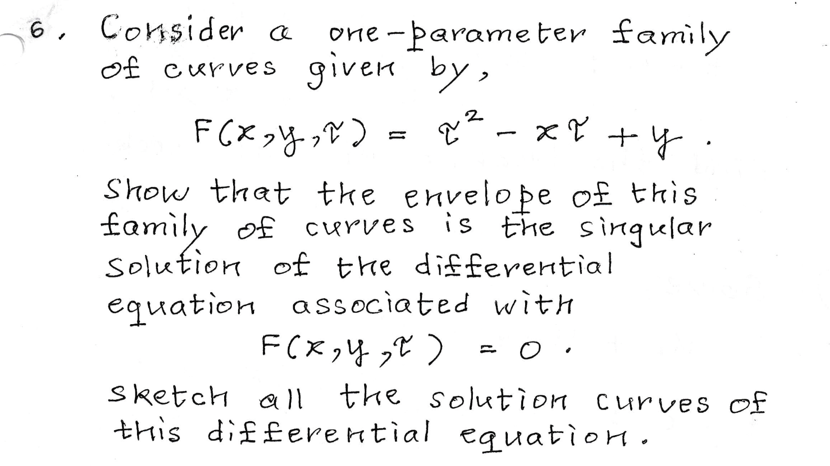 Solved Consider a one-parameter family of curves given by, | Chegg.com
