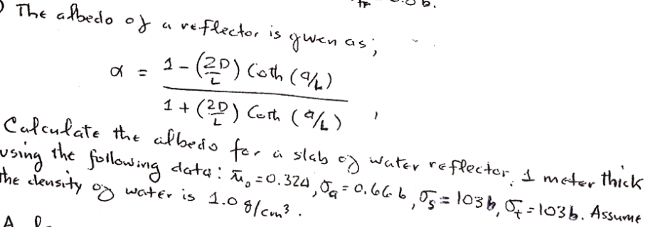 b 1 3 3 The albedo of a reflector is gwenas; (zo) | Chegg.com