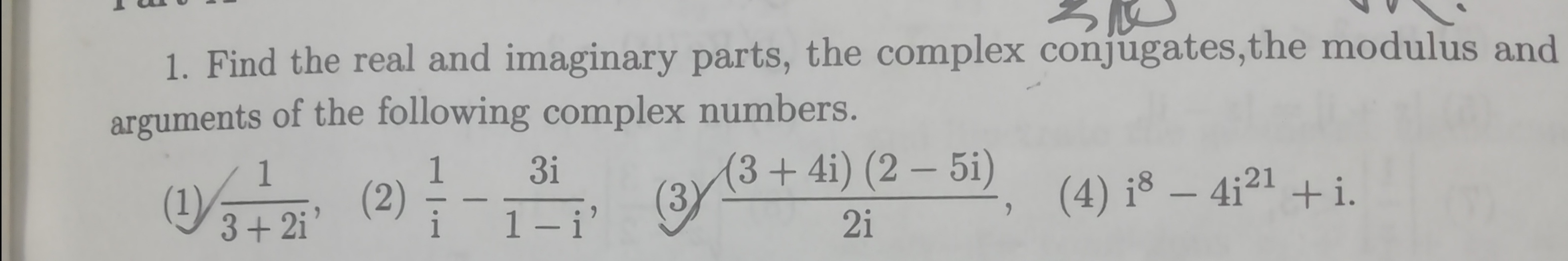 Solved 1. Find the real and imaginary parts, the complex | Chegg.com