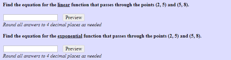 Solved Find the equation for the linear function that passes | Chegg.com