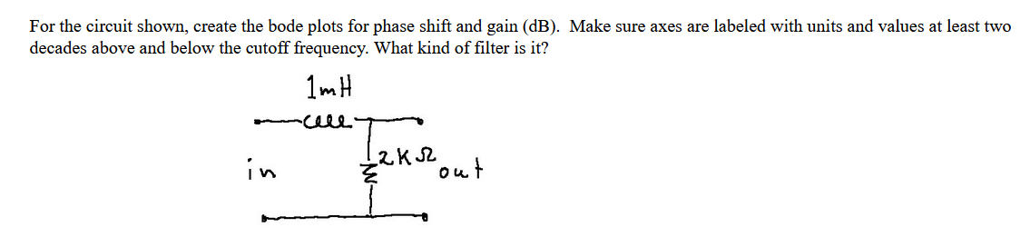 Solved For the circuit shown, create the bode plots for | Chegg.com