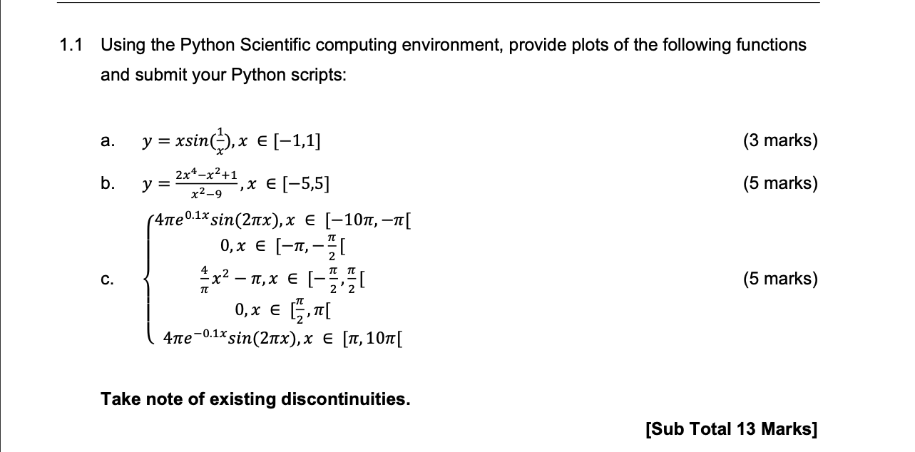 Solved 1.1 Using the Python Scientific computing | Chegg.com
