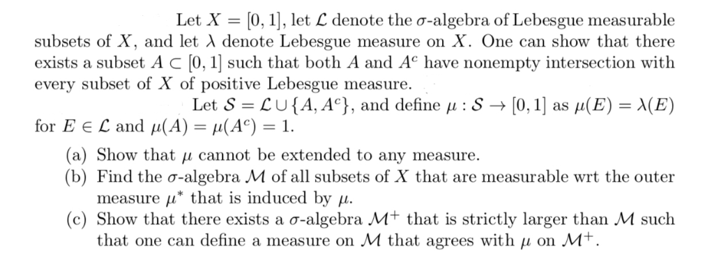Solved Let X 10 1] Let L Denote The σ Algebra Of