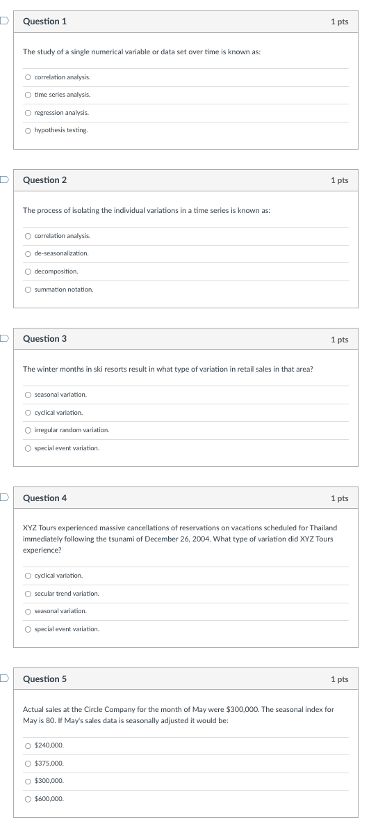 Solved Question 1 1 pts The study of a single numerical | Chegg.com