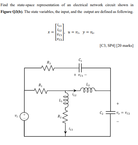 Solved Find the state-space representation of an electrical | Chegg.com