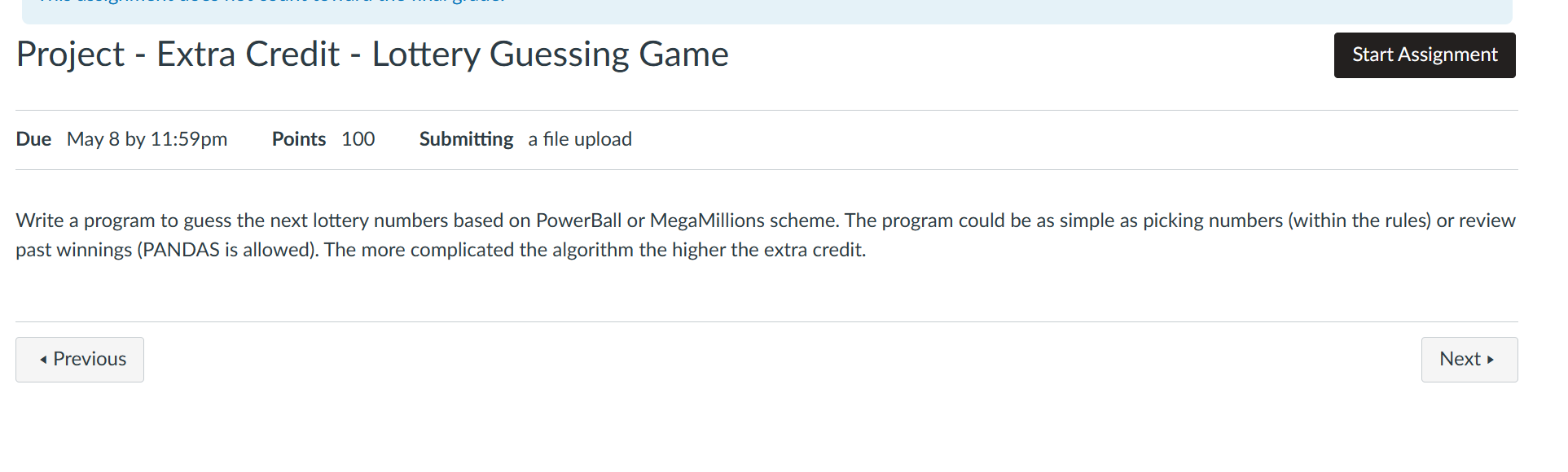 Project - Extra Credit - Lottery Guessing Game Write | Chegg.com