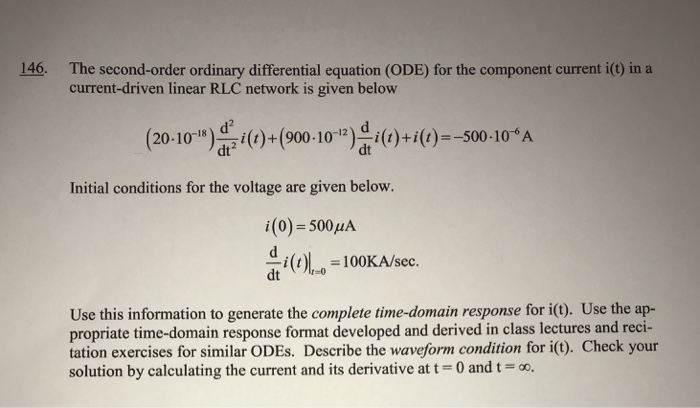 Solved 146. The second-order ordinary differential equation | Chegg.com