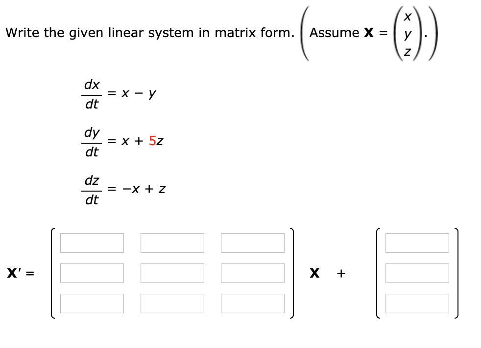 Solved * Write the given linear system in matrix form. | Chegg.com