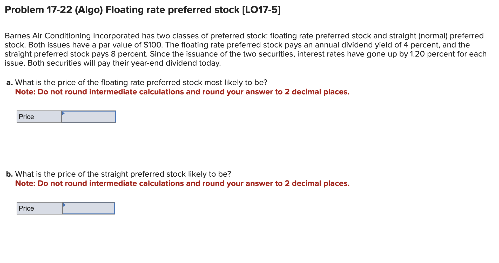 Solved Barnes Air Conditioning Incorporated has two classes | Chegg.com