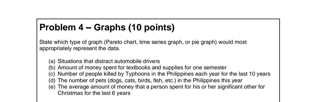 Solved Problem 4 - Graphs (10 points) - State which type of | Chegg.com